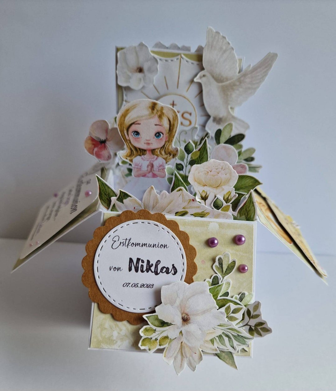 Congratulations Card for Communion, Pop up Card, Girl, First Communion ...
