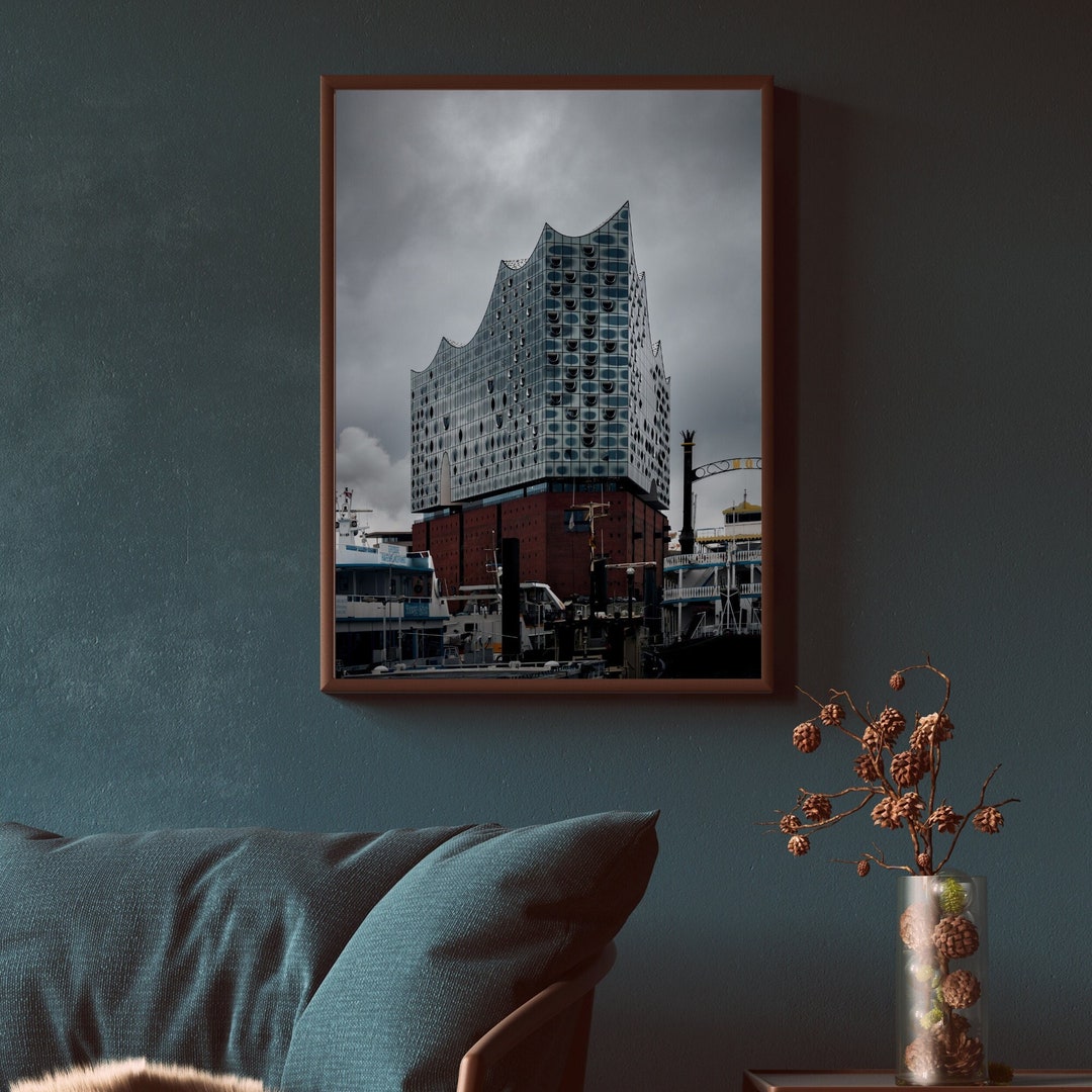 Premium Poster Hamburg Elbphilharmonie Und Hafen Poster Ilustration Gift Picture City Art ...