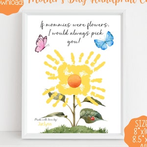 Sunflower Handprint Craft for Mom, Printable Mother's Day Craft, Baby ...