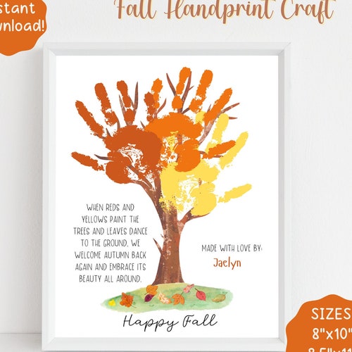 Fall Handprint Craft for Kids Printable Fall Craft Fall - Etsy