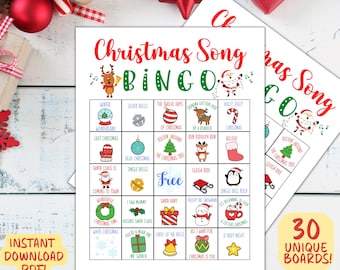 100 Christmas Carol Bingo Cards Printable Game for Kids and Adults ...