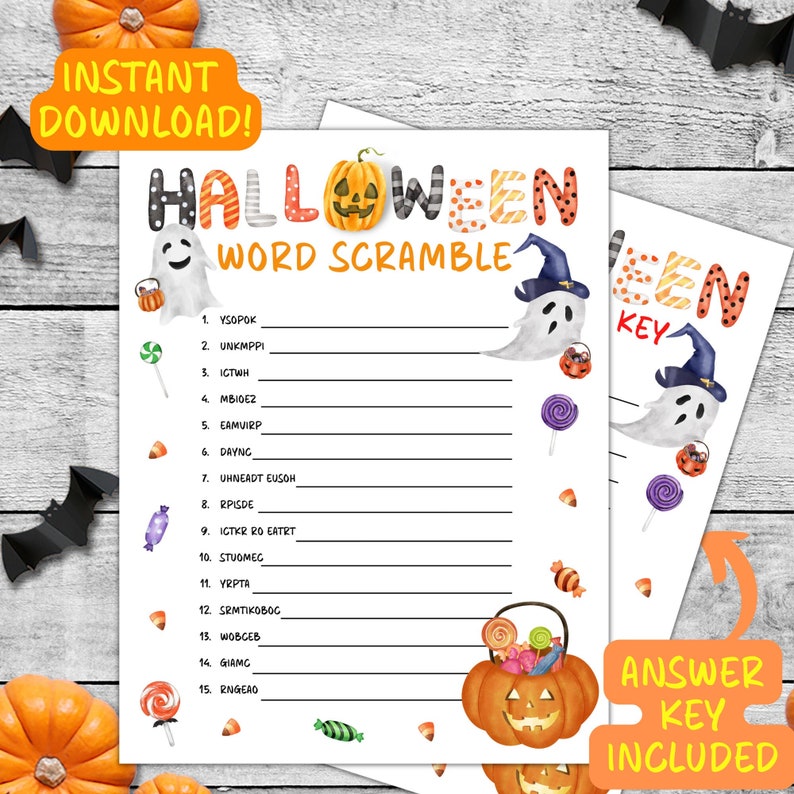 Halloween Word Scramble, Printable Halloween Activity for Kids ...