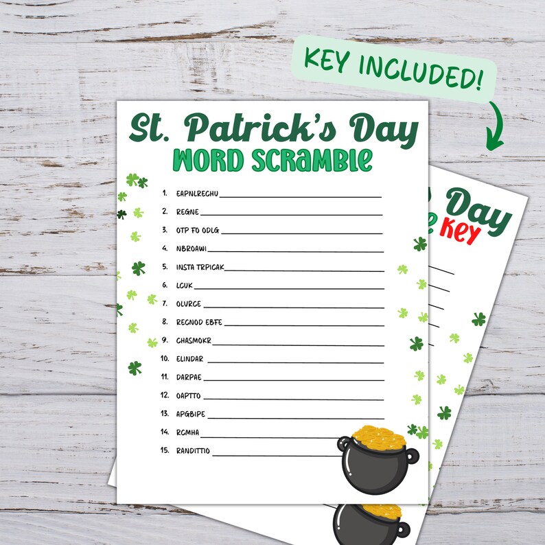 St. Patrick's Day Word Scramble, Printable St Patrick's Day Activity ...