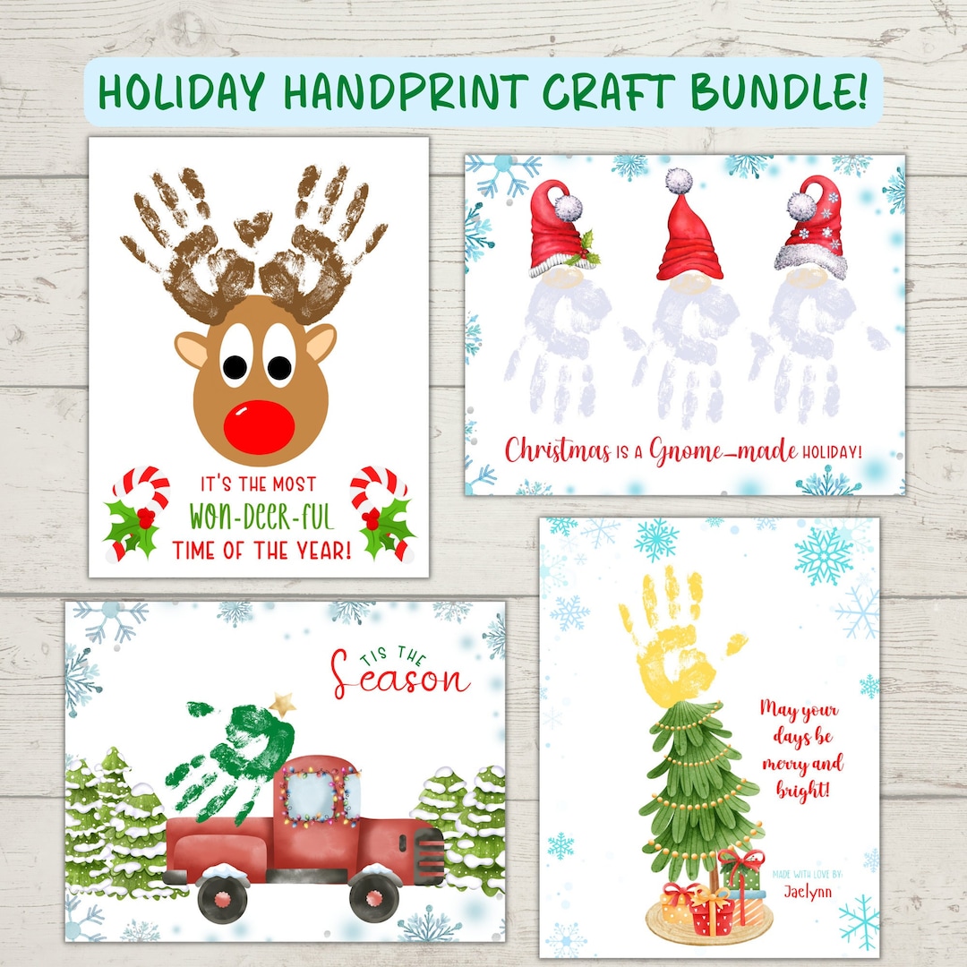 Christmas Handprint Craft Bundle, Christmas Handprint Art, Holiday ...