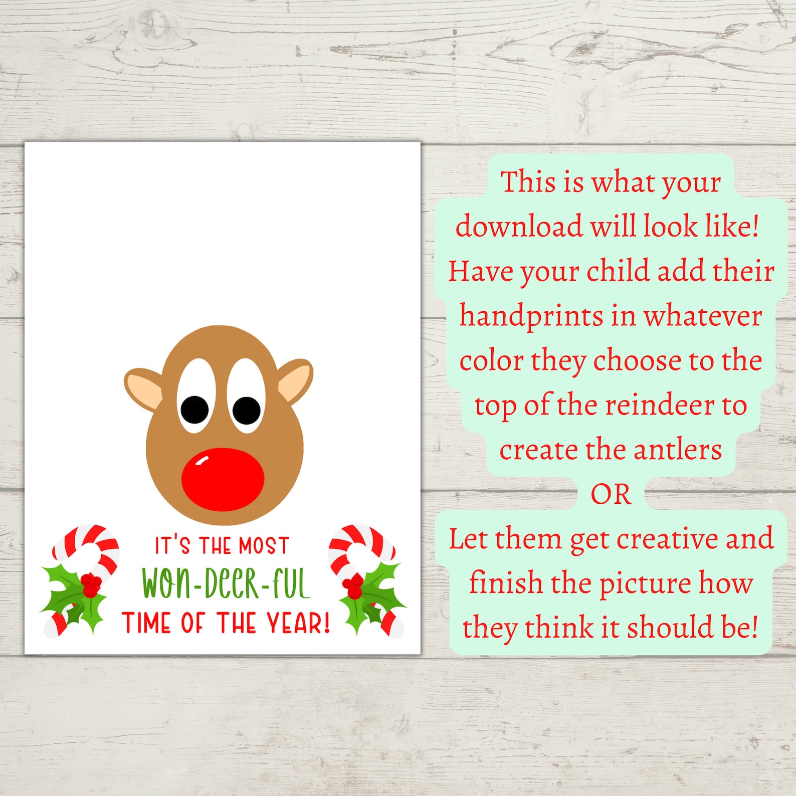 Reindeer Handprint Art Christmas Handprint Craft Rudolph - Etsy