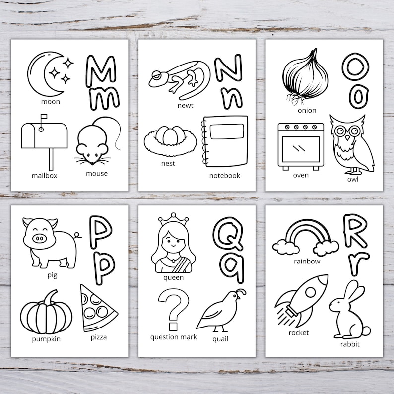 Alphabet Coloring Pages A to Z Coloring Pages for Kids - Etsy