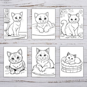 30 Cute Cat Coloring Pages, Kid's Kitten Coloring Sheets, Printable ...