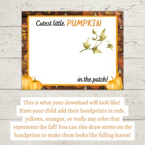 Fall Handprint Craft, Cutest Little Pumpkin in the Patch Craft, Pumpkin ...