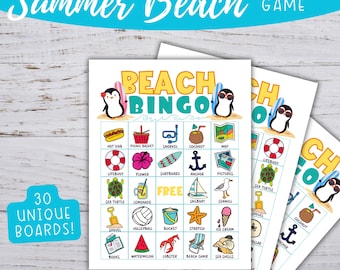 Printable Beach Trip Bingo Kids Summer-themed Party Game, Instant ...