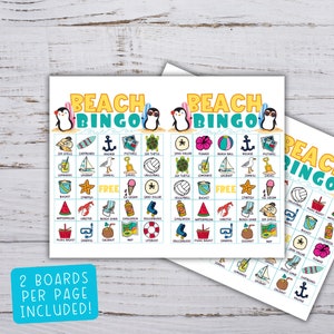Beach Bingo Game, Printable Summer Bingo, Kids Party Activity, Birthday ...