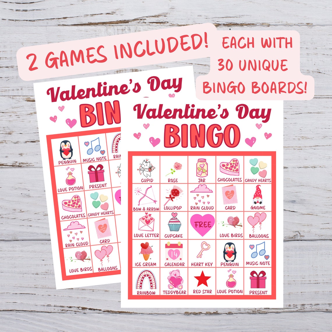 Printable Valentine's Day Bingo Valentine Bingo PDF - Etsy