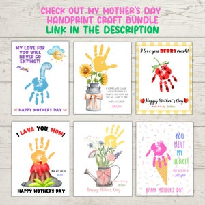 Mother's Day Handprint Craft, Printable Mother's Day Card, Gift for Mom ...