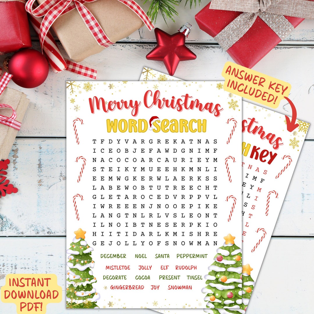 Christmas Word Search, Printable Christmas Word Find, Christmas ...