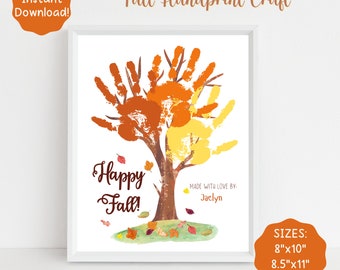 Happy Fall Leaves Handprint Art, Baby Toddler Kid Art Craft, DIY Fall ...