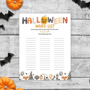 Printable Halloween Word Lists, Halloween Worksheets for Kids ...