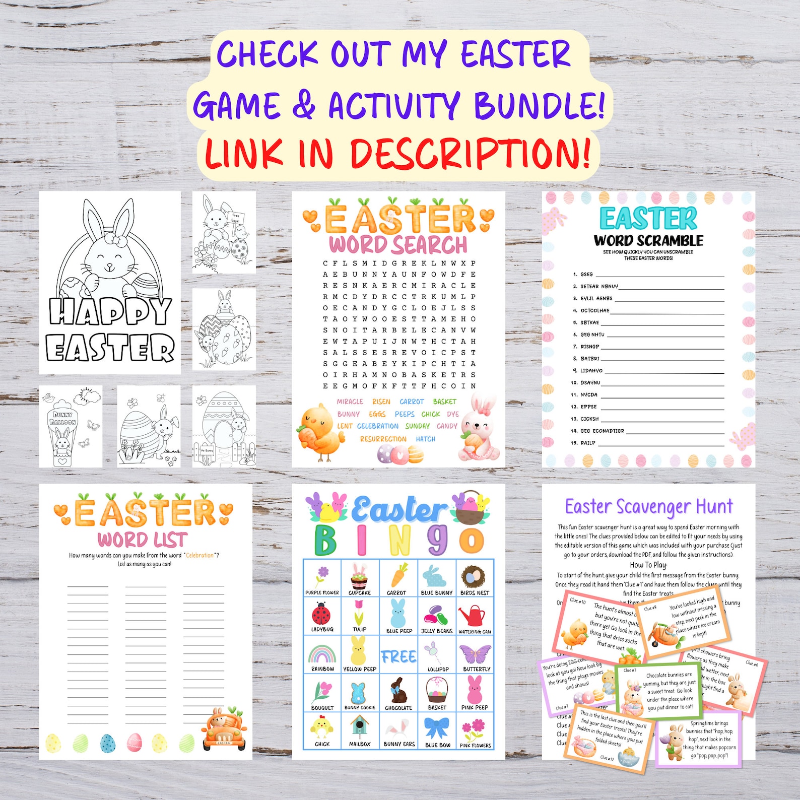 Easter Word List Worksheet Printable Easter Activity for - Etsy