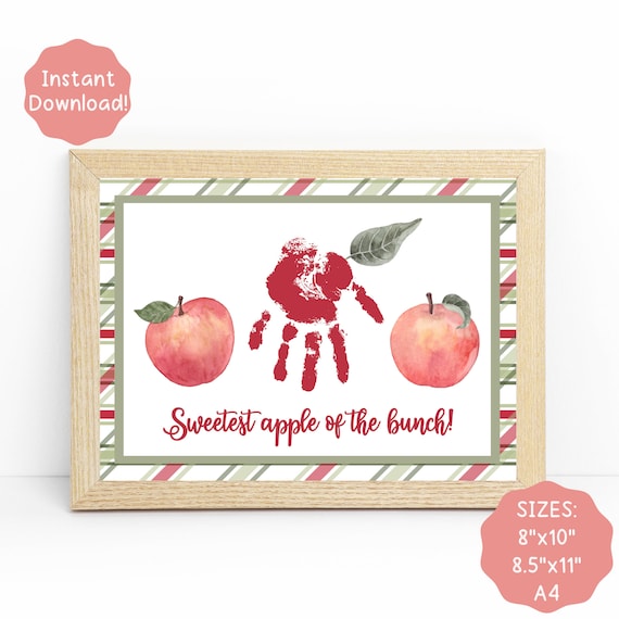 Fall Handprint Craft Printable Apple Handprint Craft Fall - Etsy