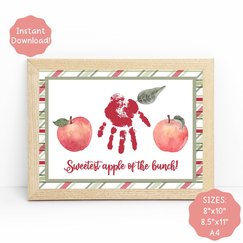 Fall Handprint Craft Printable Apple Handprint Craft Fall - Etsy
