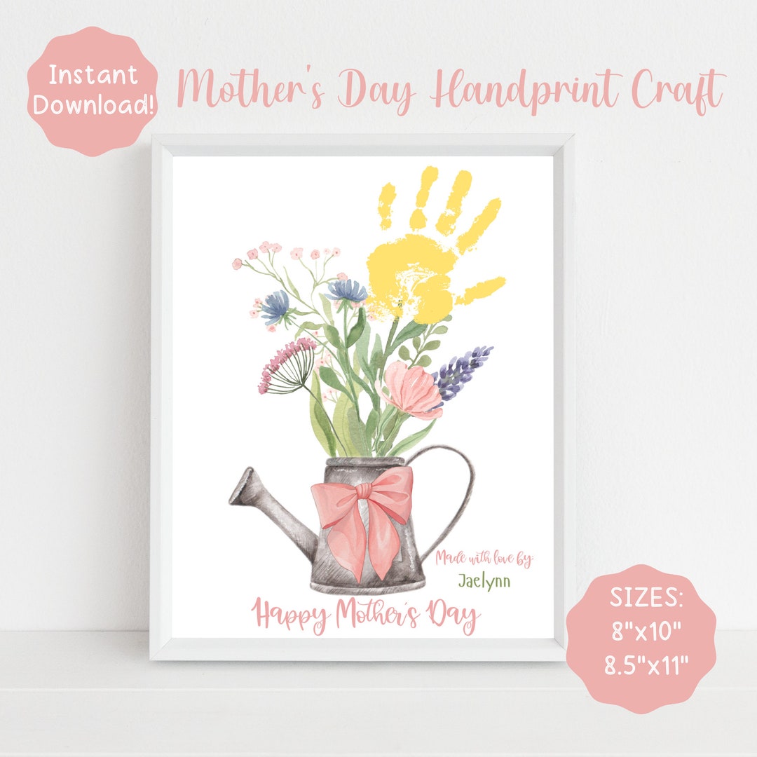 Mother's Day Handprint Craft, Flower Handprint Craft, Printable Card ...