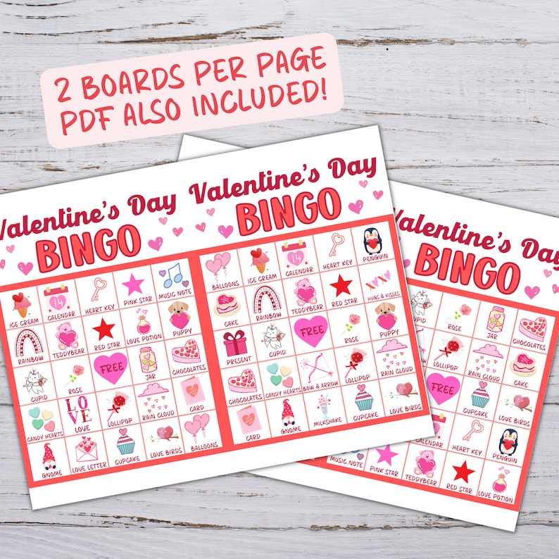 Printable Valentine's Day Bingo Valentine Bingo PDF - Etsy