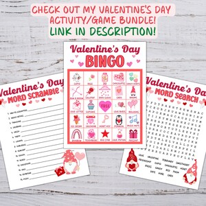 Printable Valentine's Day Bingo, Valentine Bingo PDF, Valentine's Day ...