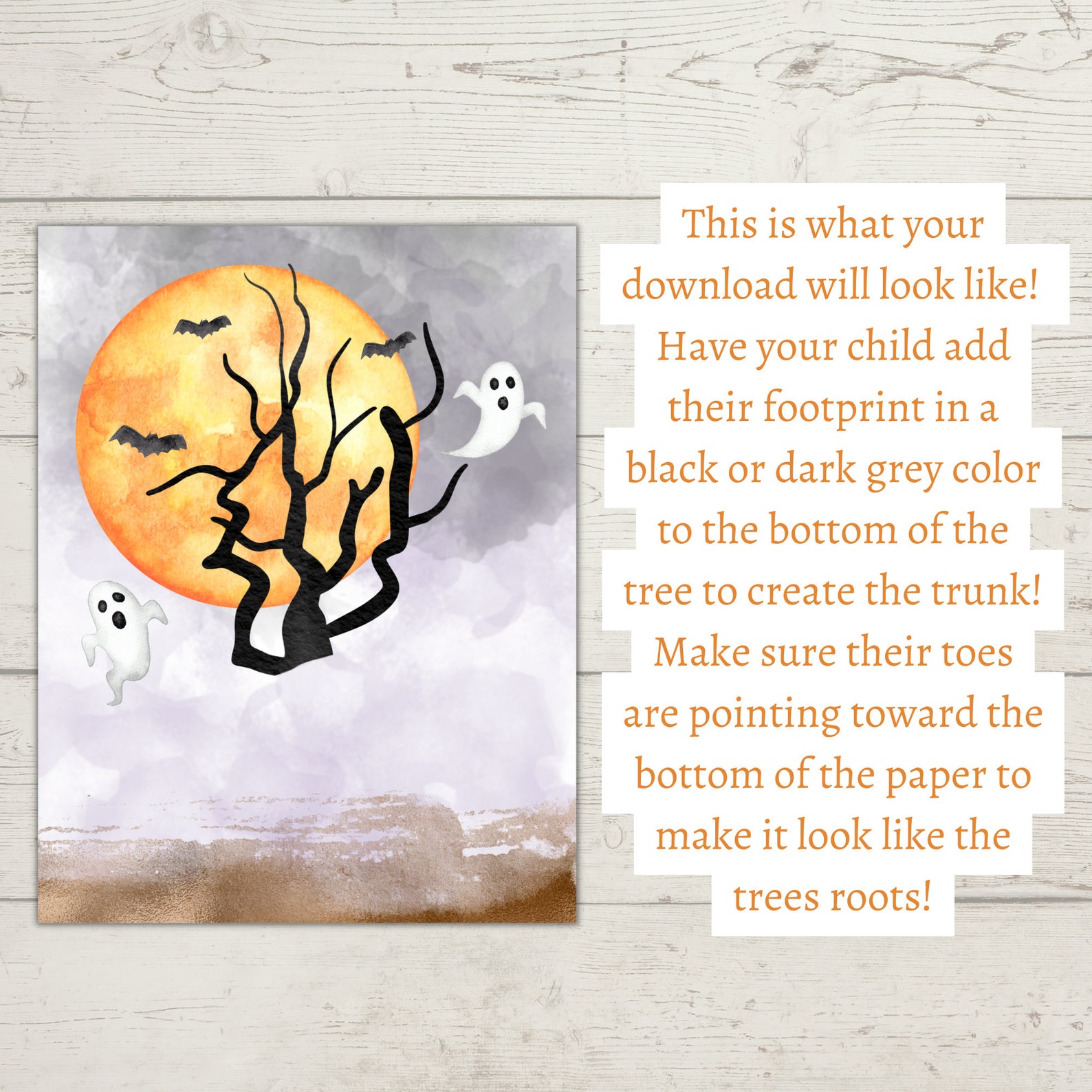Halloween Footprint Craft Printable Spooky Tree Craft - Etsy