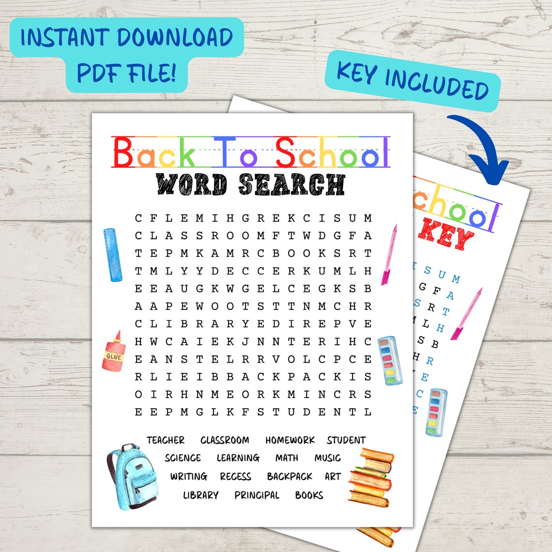 Printable Back to School Word Search Back to School Activity - Etsy