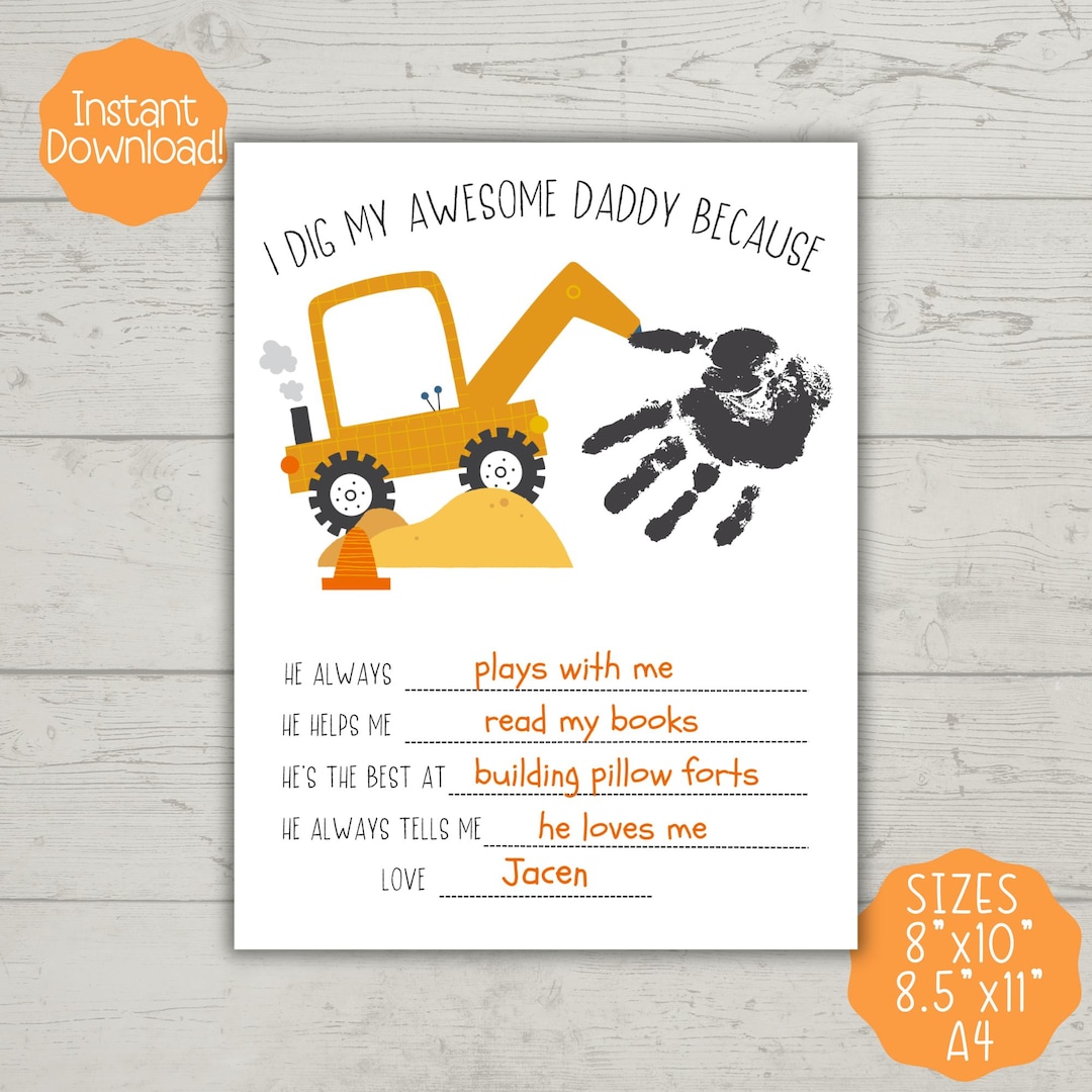 Father's Day Craft, Printable Handprint Craft, Fathers Day Digger ...