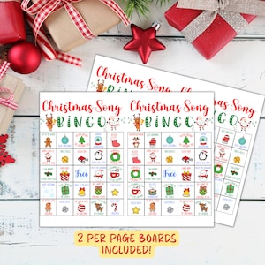 Christmas Song Bingo, Christmas Bingo Game, Printable Christmas Party ...
