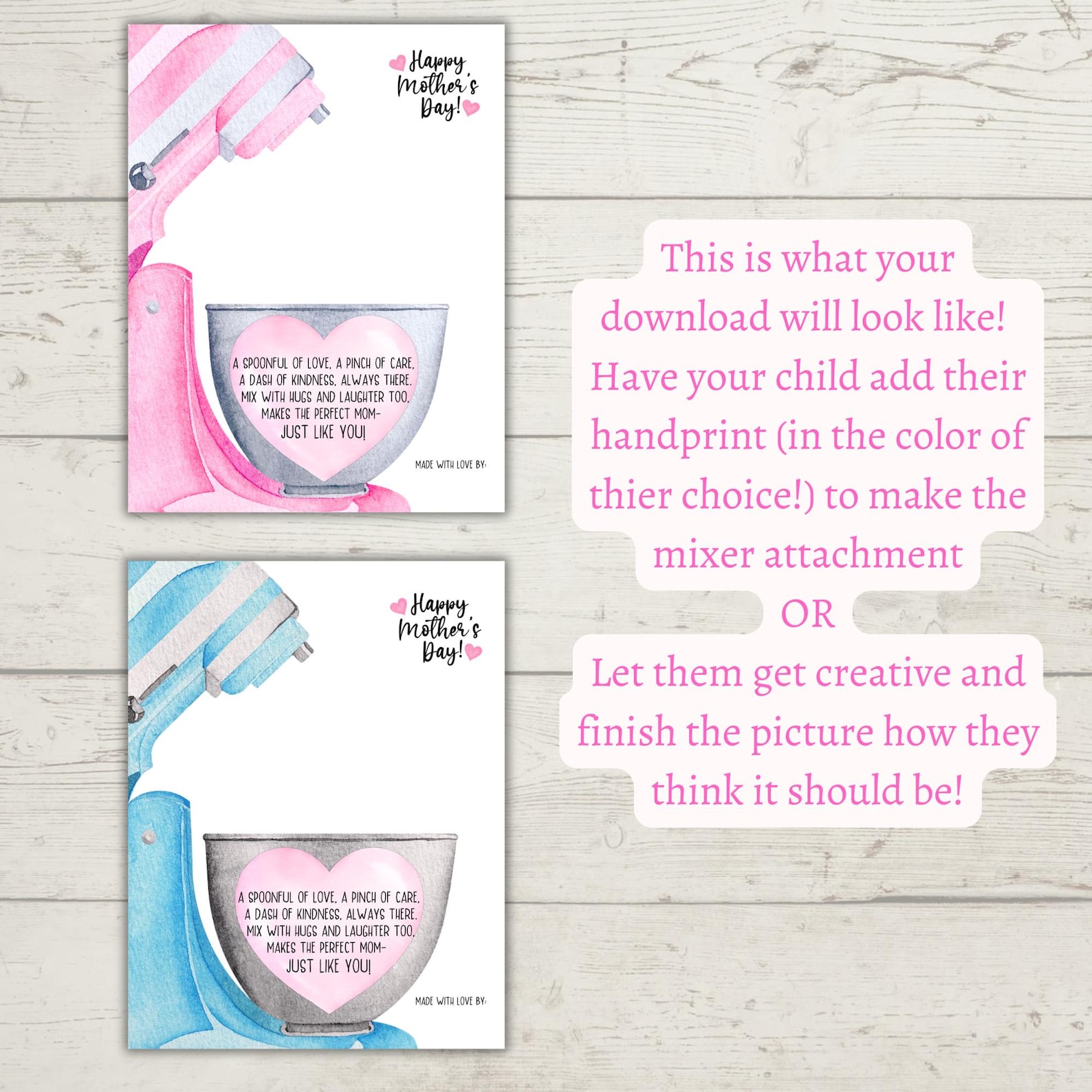 Kitchen Mixer Handprint Art, Mother's Day Gift (digital Download) - Etsy