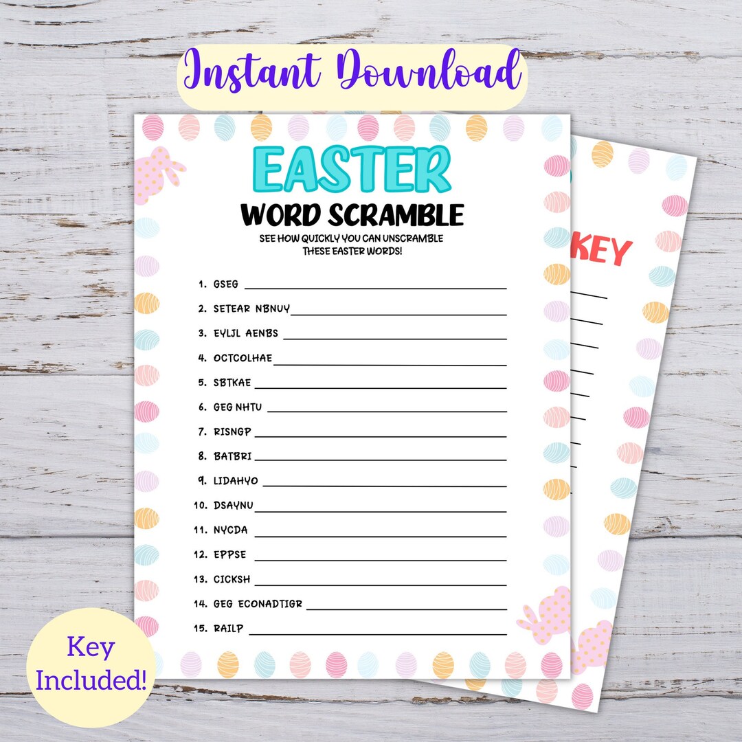 Easter Word Scramble, Printable Easter Word Scramble, Easter Activity ...