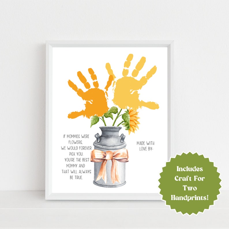 Mother's Day Crafts Printable Handprint Craft Sunflower - Etsy