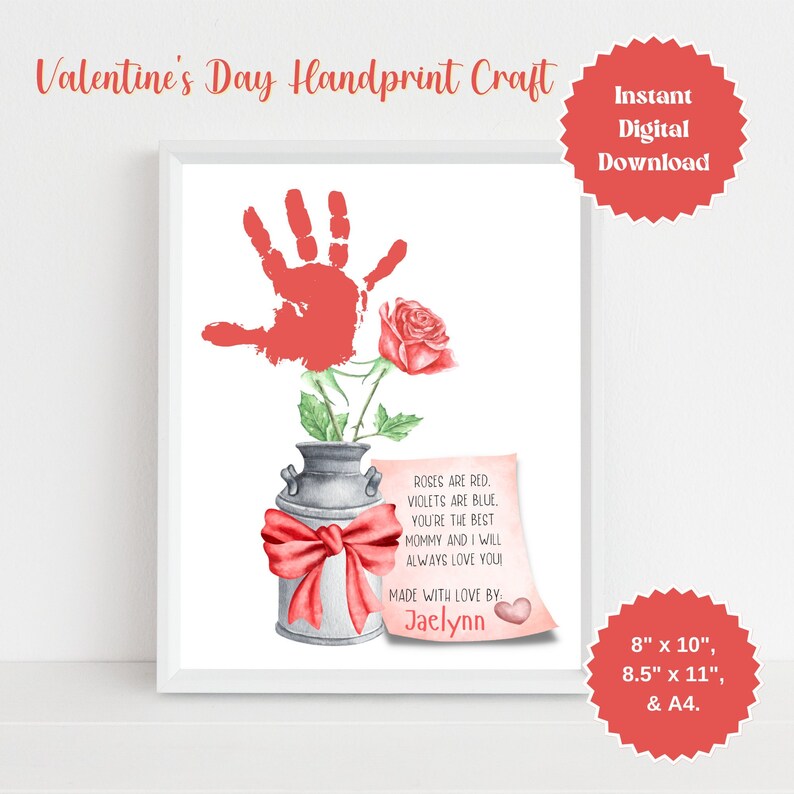 Valentine's Day Handprint Craft, DIY Valentine for Mom, Valentine's Day ...