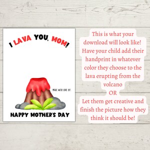 Mother's Day Handprint Art, Volcano Handprint Craft, Printable Card for ...