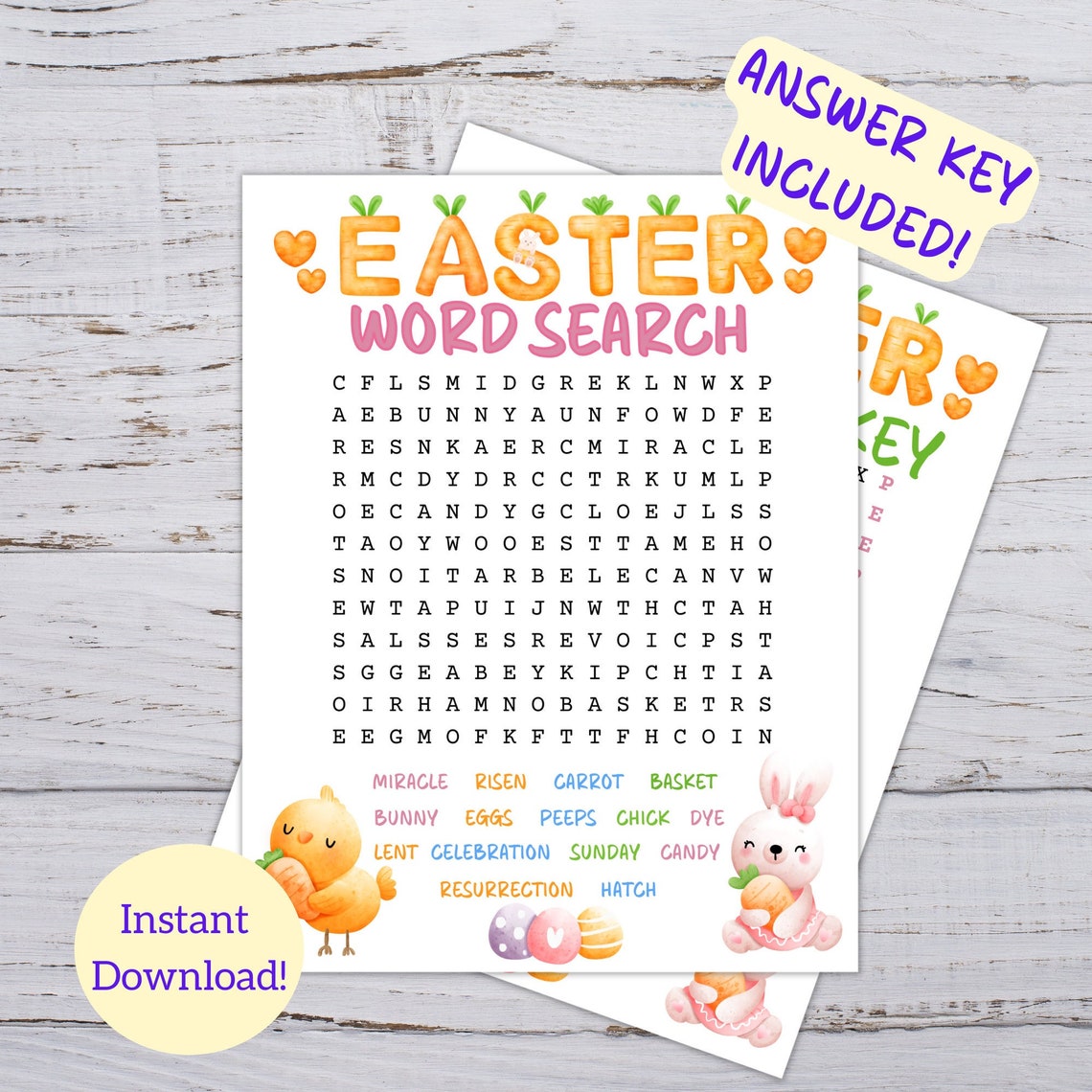 Easter Word Search Printable Easter Word Search Easter Word | Etsy