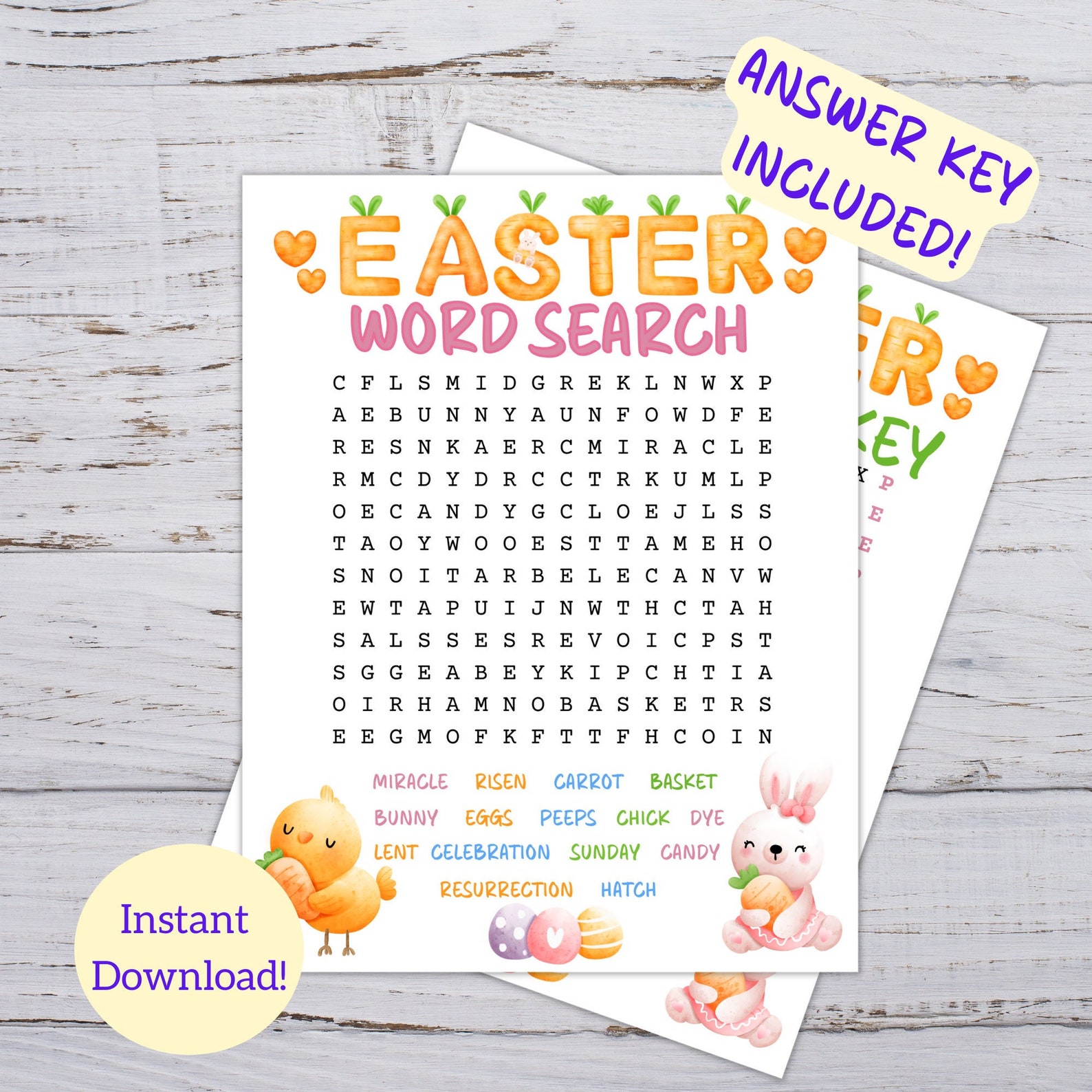 Easter Word Search Printable Easter Word Search Easter Word | Etsy