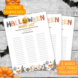 Printable Halloween Word Lists, Halloween Worksheets for Kids ...