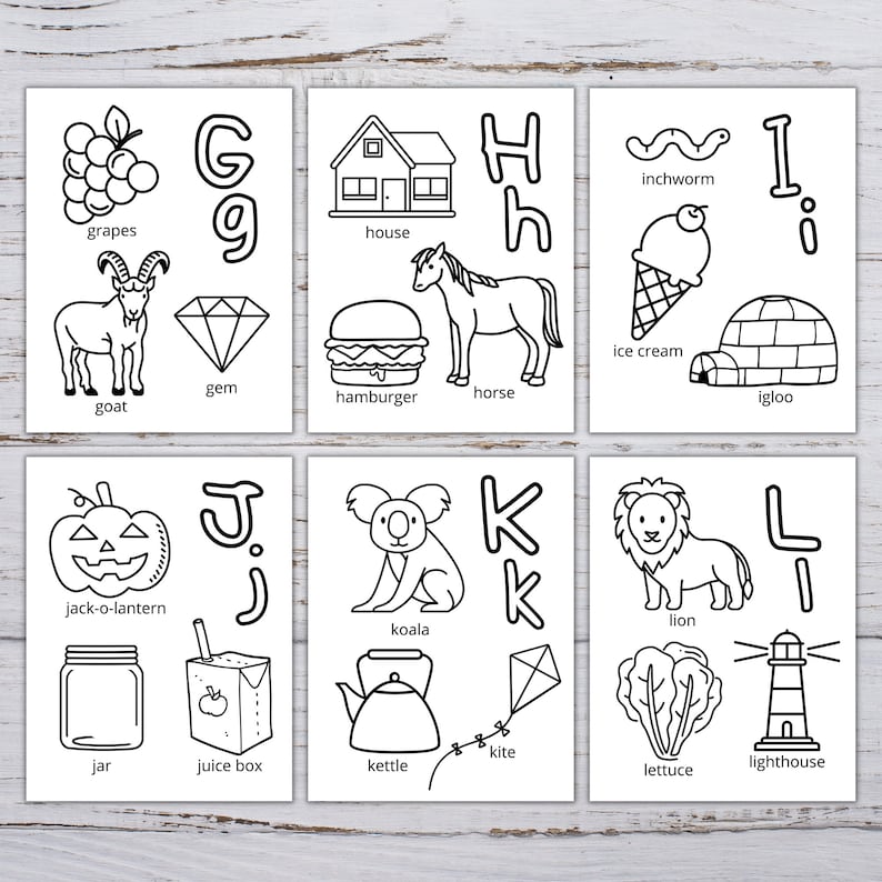 Alphabet Coloring Pages A to Z Coloring Pages for Kids - Etsy