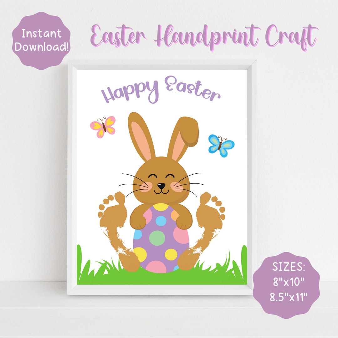 Easter Footprint Craft, Easter Bunny Craft, Easter Footprint Art, DIY ...
