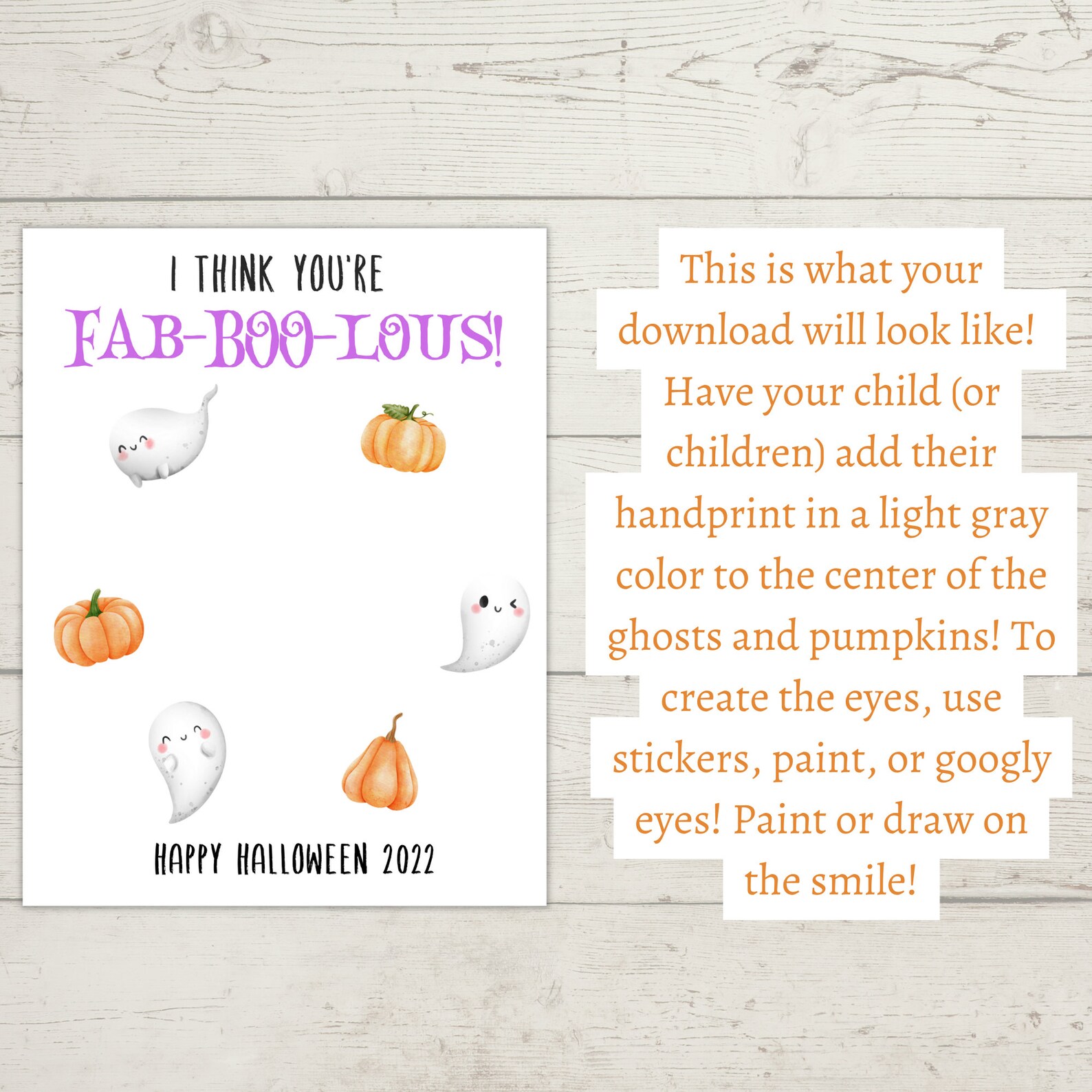 Halloween Handprint Craft Ghost Handprint Craft Printable - Etsy