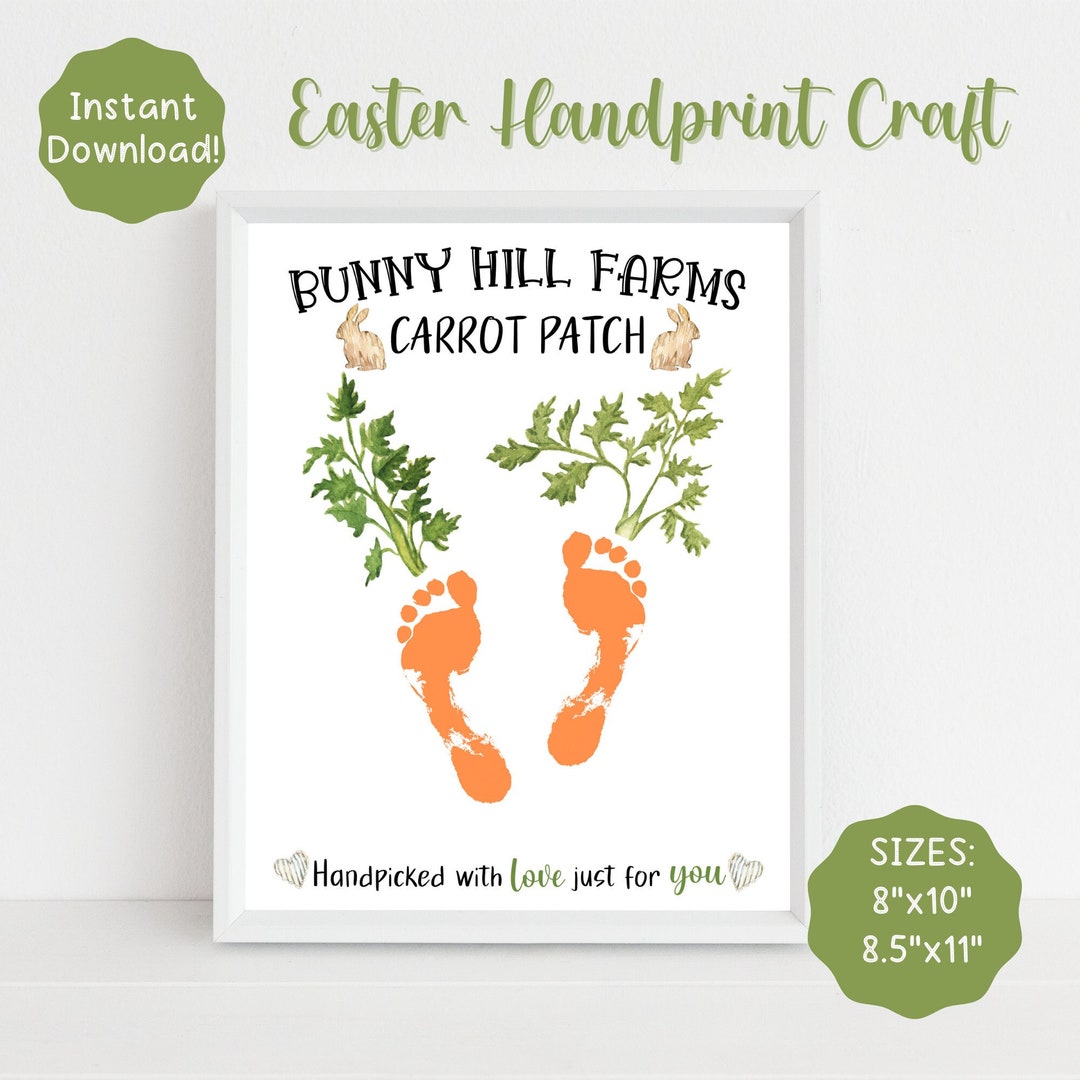 Easter Footprint Craft Printable, Carrot Footprint Craft, Easter Craft ...