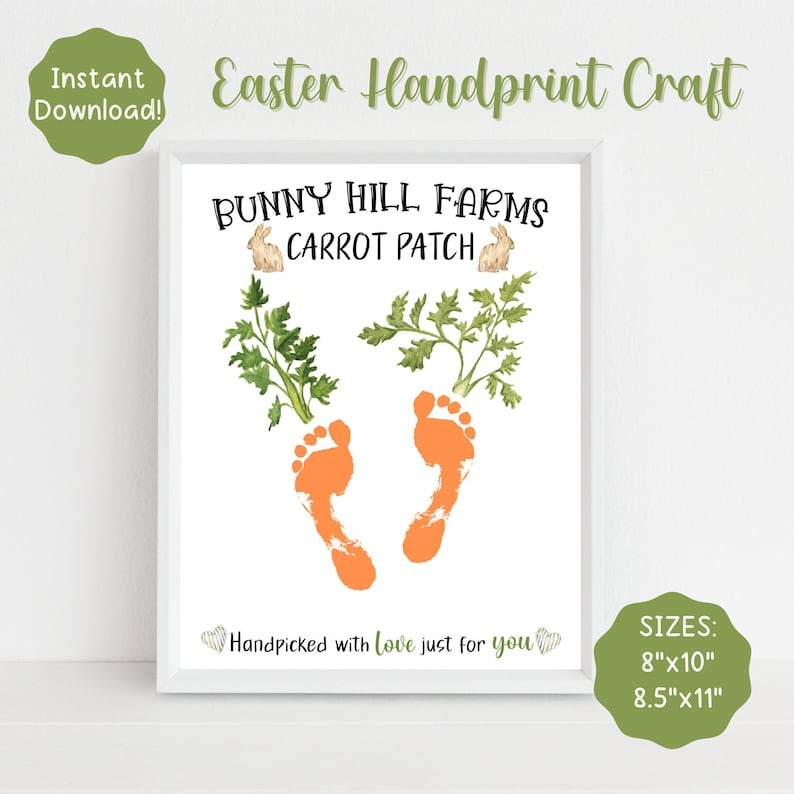 Easter Footprint Craft Printable, Carrot Footprint Craft, Easter Craft ...