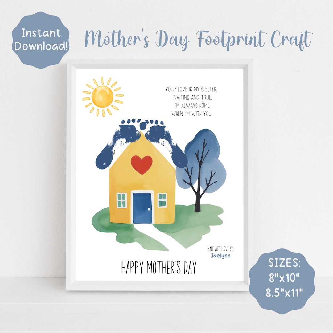 Mother's Day Footprint Craft, Home Footprint Art, Printable Card for ...
