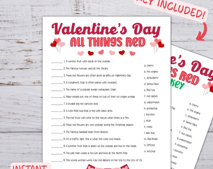 All Things Red Game for Office Party | Family Valentines Red Game ...