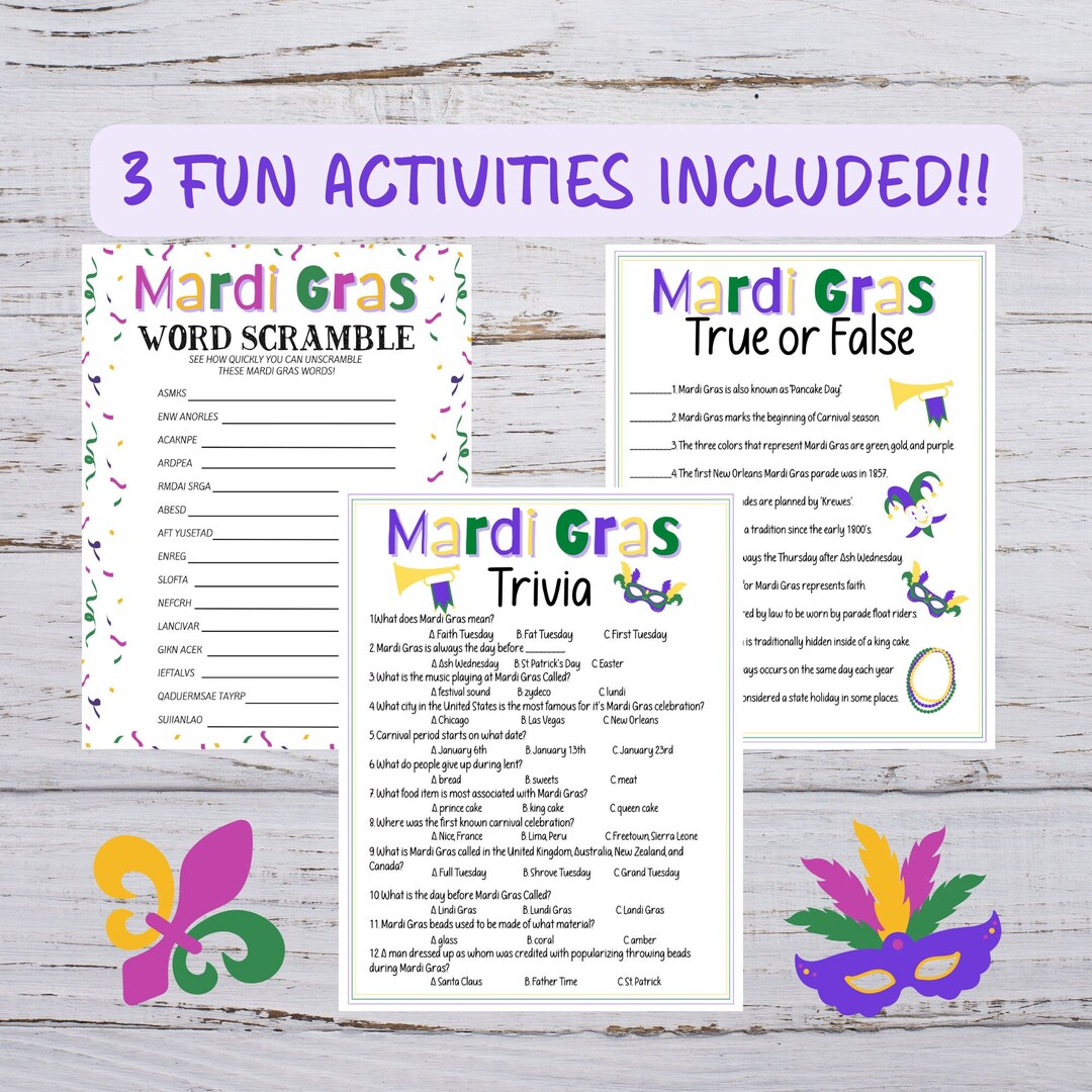 Printable Mardi Gras Game Bundle Mardi Gras PDF Bundle - Etsy
