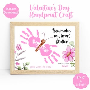 Printable Valentine's Day Craft, Valentine's Day Handprint Craft, Kid's ...