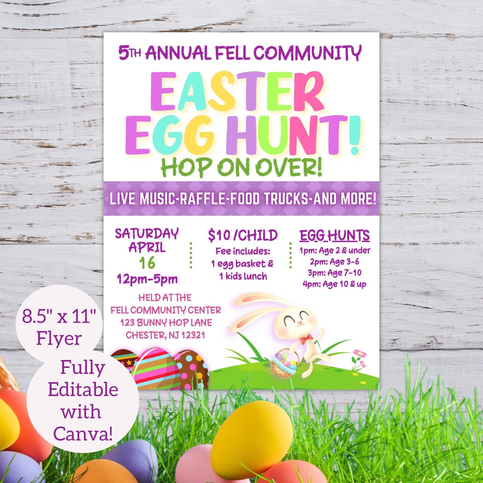 Editable Easter Egg Hunt Flyer, Community Easter Egg Hunt Flyer, Church ...