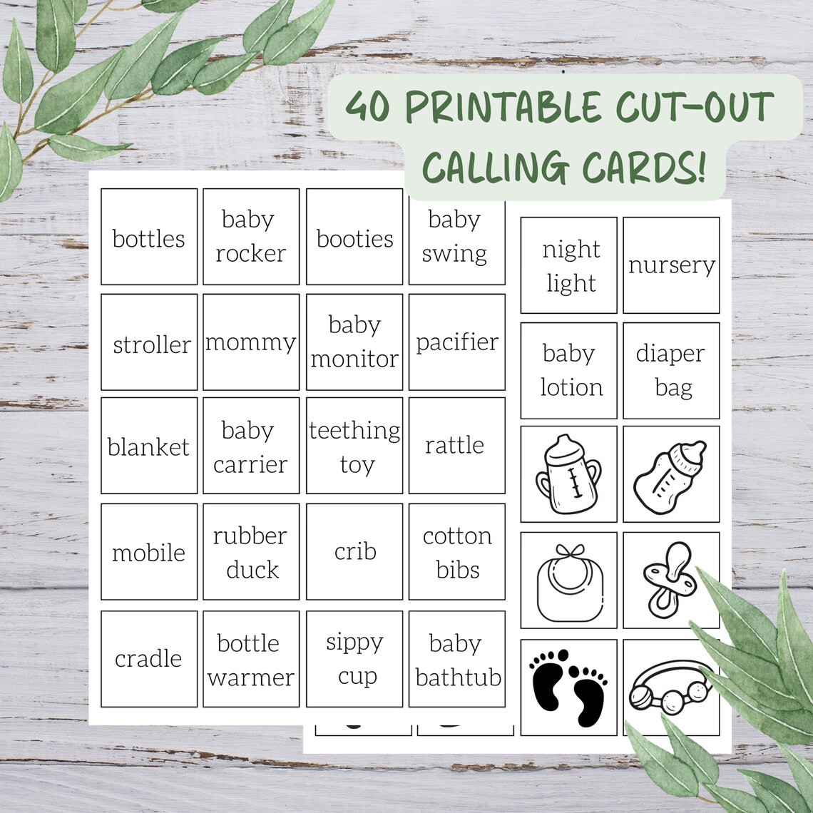 Baby Shower Bingo Printable Baby Bingo Game Printable Baby - Etsy