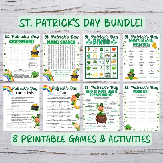 Printable St. Patrick's Day Games St Patrick's Day - Etsy