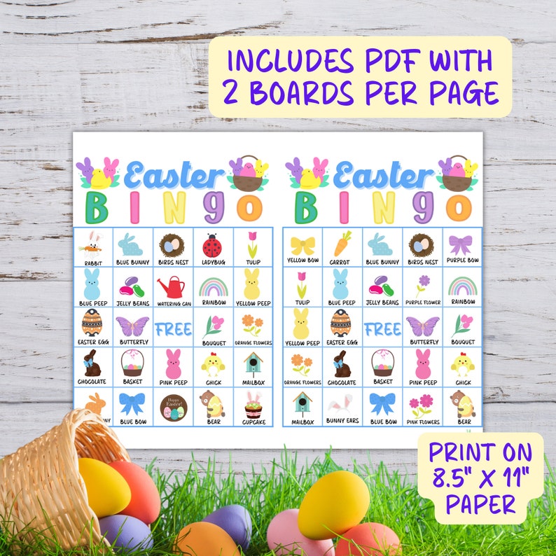 Easter Bingo Printable Easter Games Kids Easter Bingo | Etsy